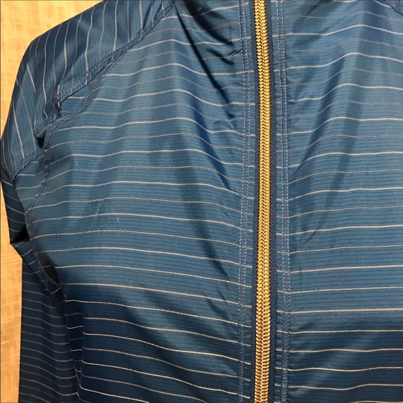 Athleta | Jackets & Coats | Athleta Blue Striped Jacket Reflective ...